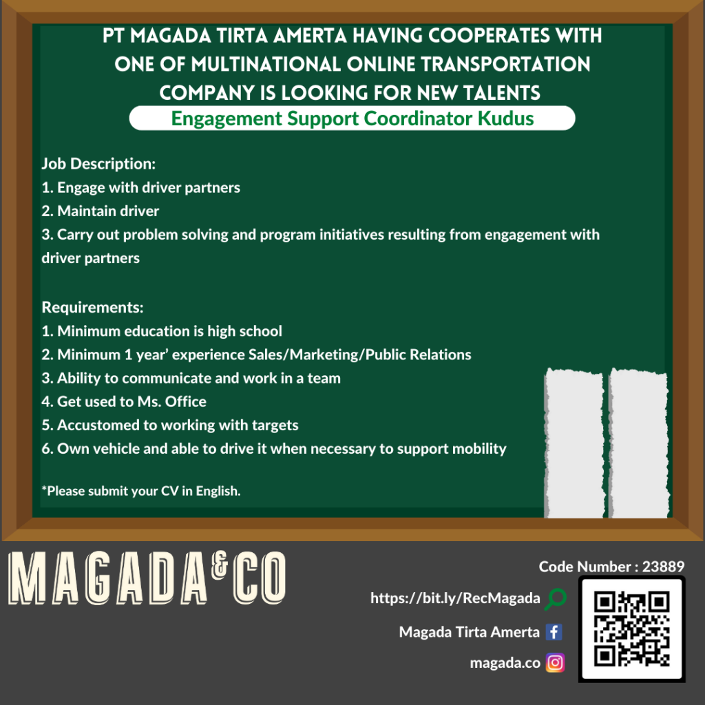 Engagement Support Coordinator – Kudus – Magada & Co